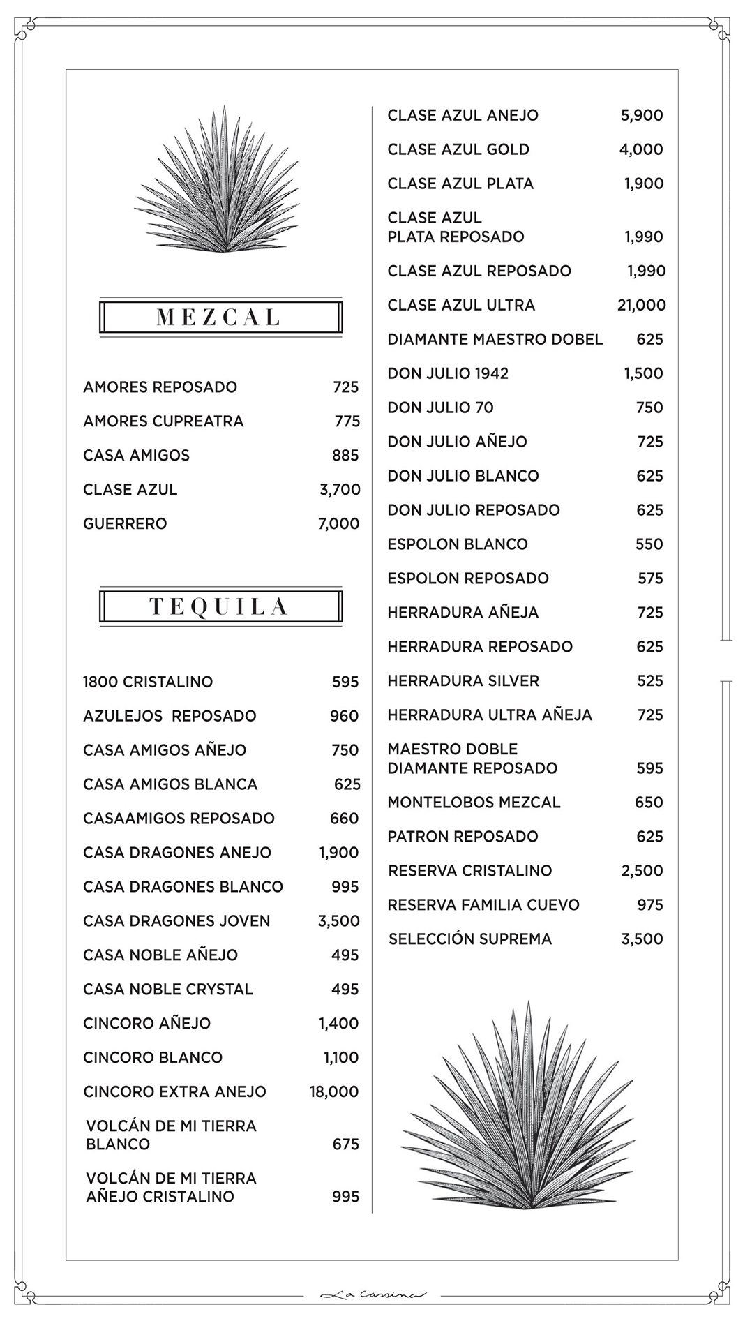 La Cassina - Menu Seguro